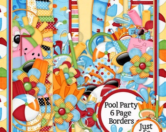 Pool Party Digital Scrapbook Kit Clusters Digital Scrapbooking - Etsy