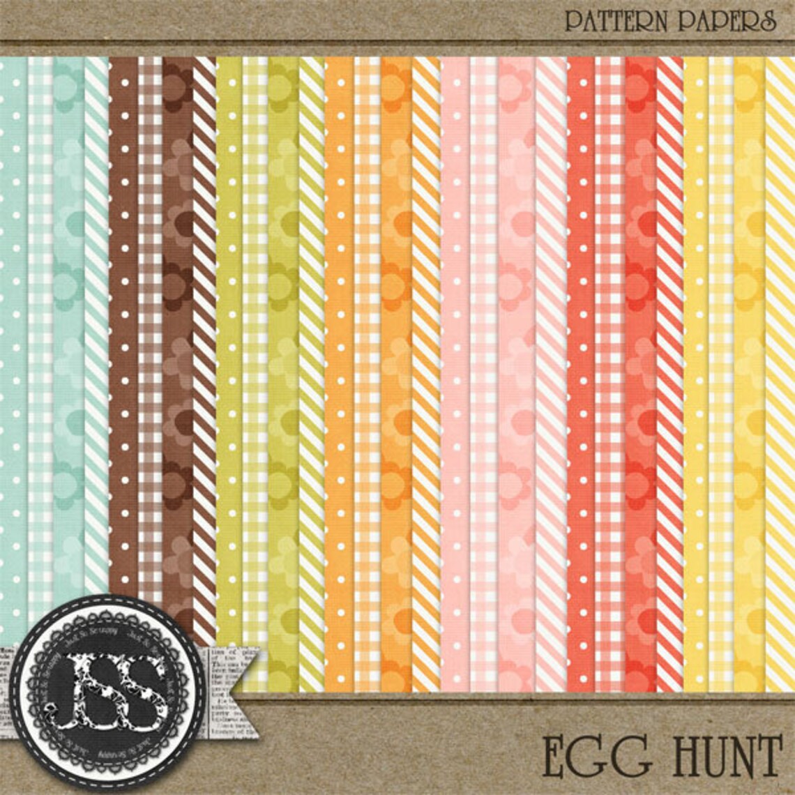 Egg Hunt Easter or Spring Digital Scrapbooking Pattern Papers - Etsy