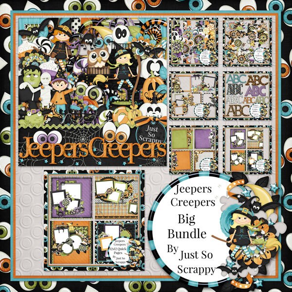 Halloween Jeepers Creepers Digital Scrapbooking Kit Holiday | Etsy