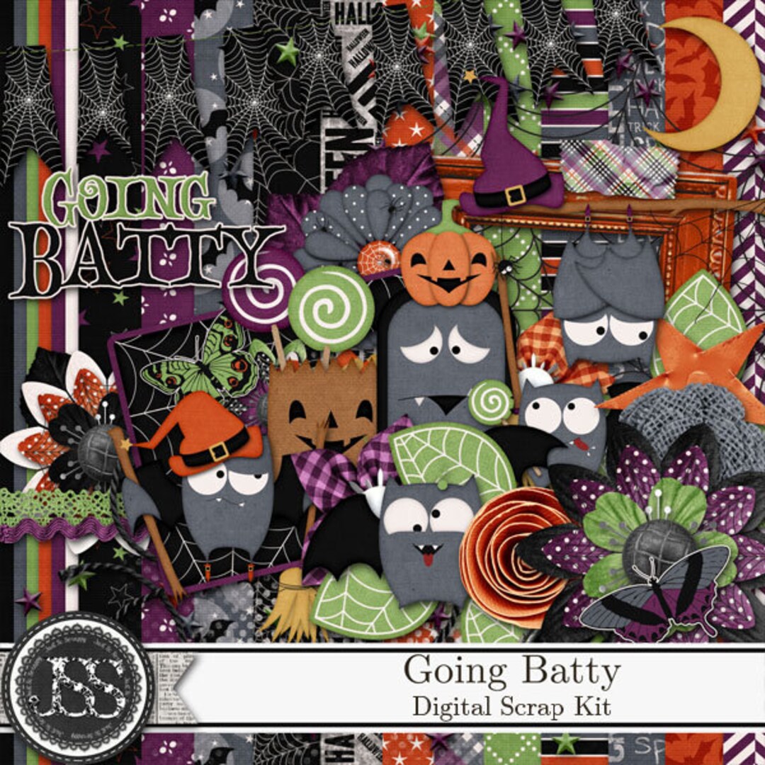 Going Batty Halloween 12x12 Digital Scrapbook Kit - Etsy