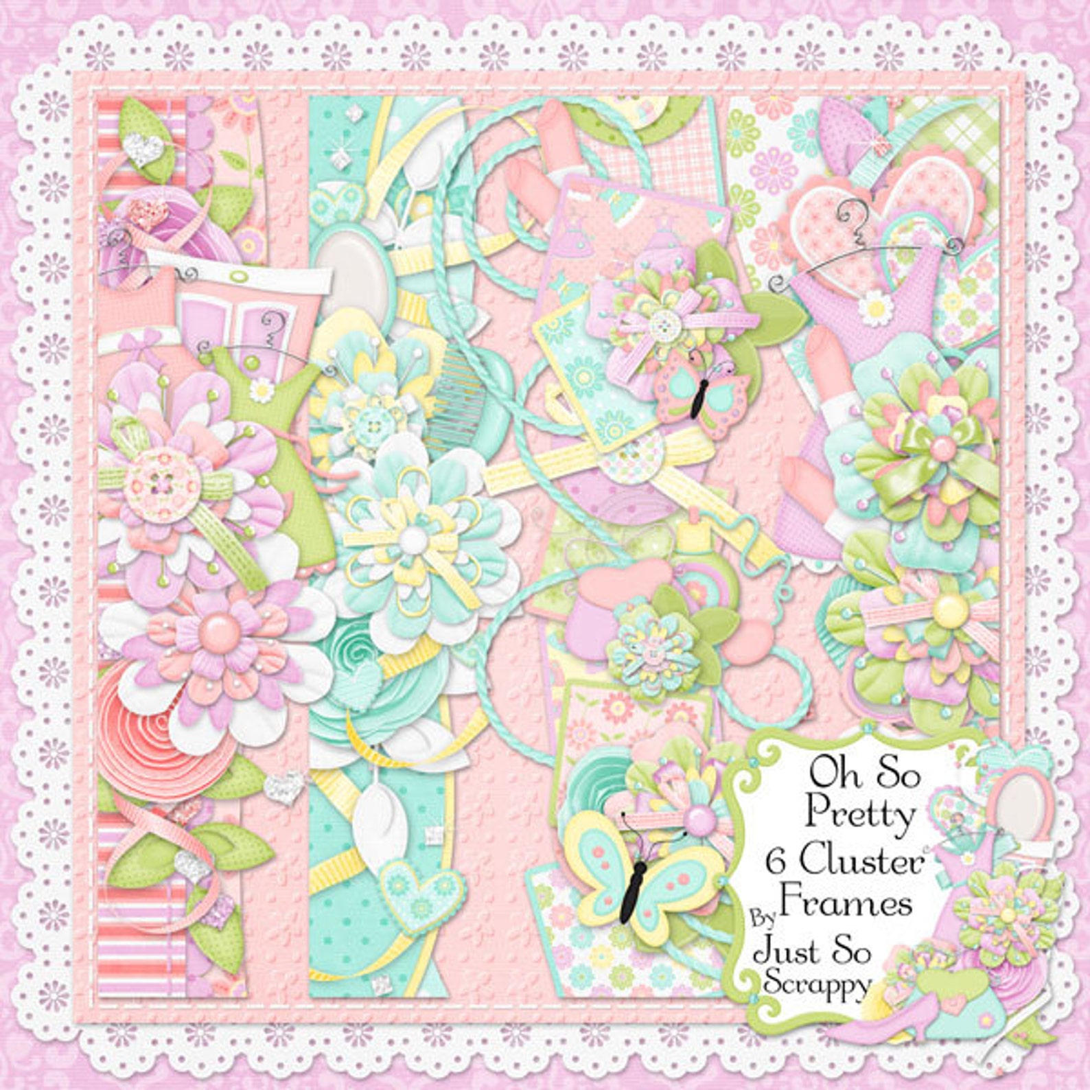 Page Borders Oh so Pretty Digital Scrapbook Kit Page Borders - Etsy