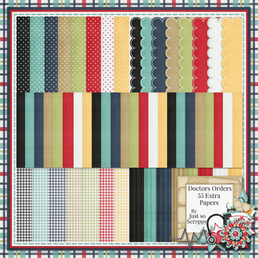 Doctors Orders Digital Scrapbook Kit Extra Papers Pack - Digital ...