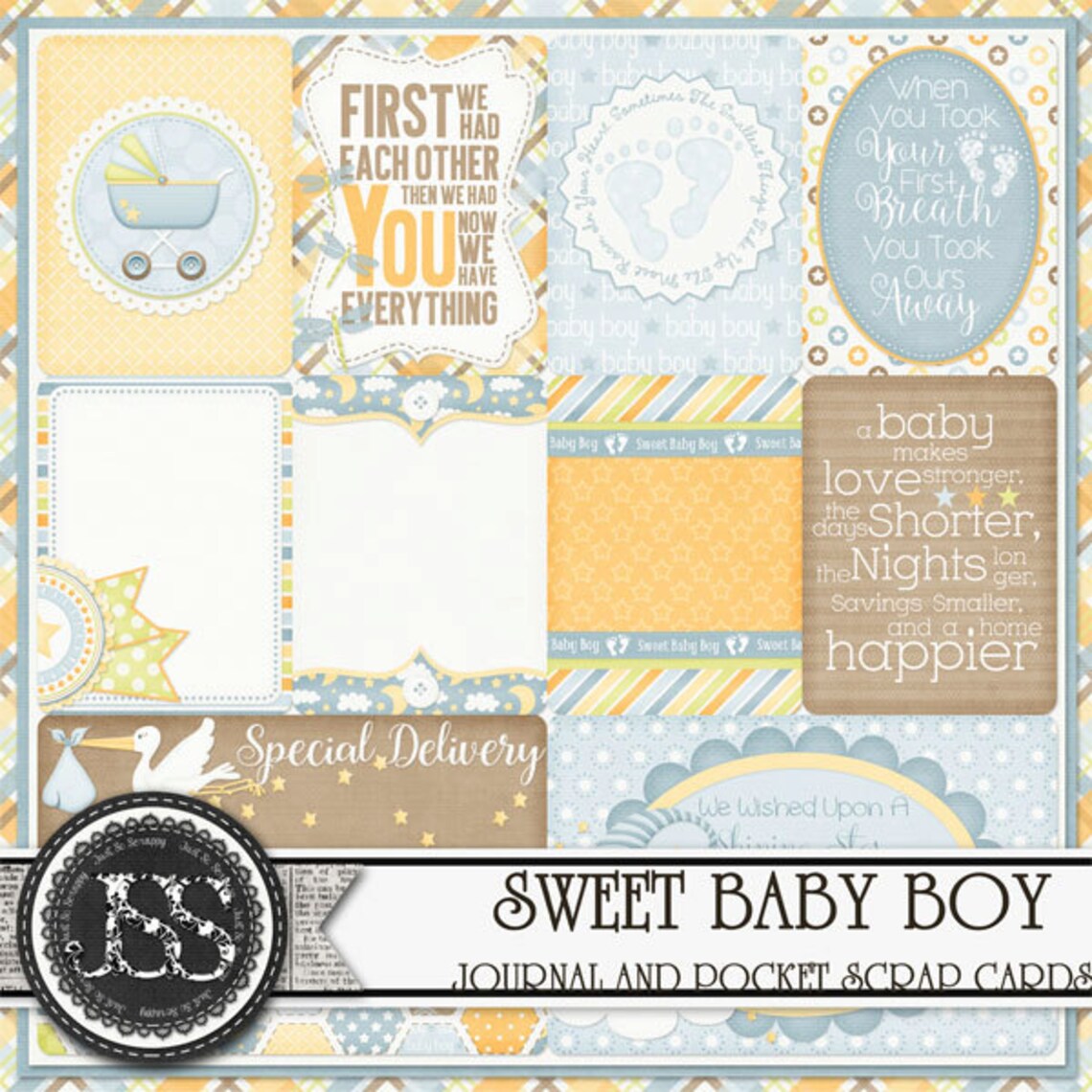 Sweet Baby Boy Journal and Pocket Scrapbook Cards for Digital - Etsy