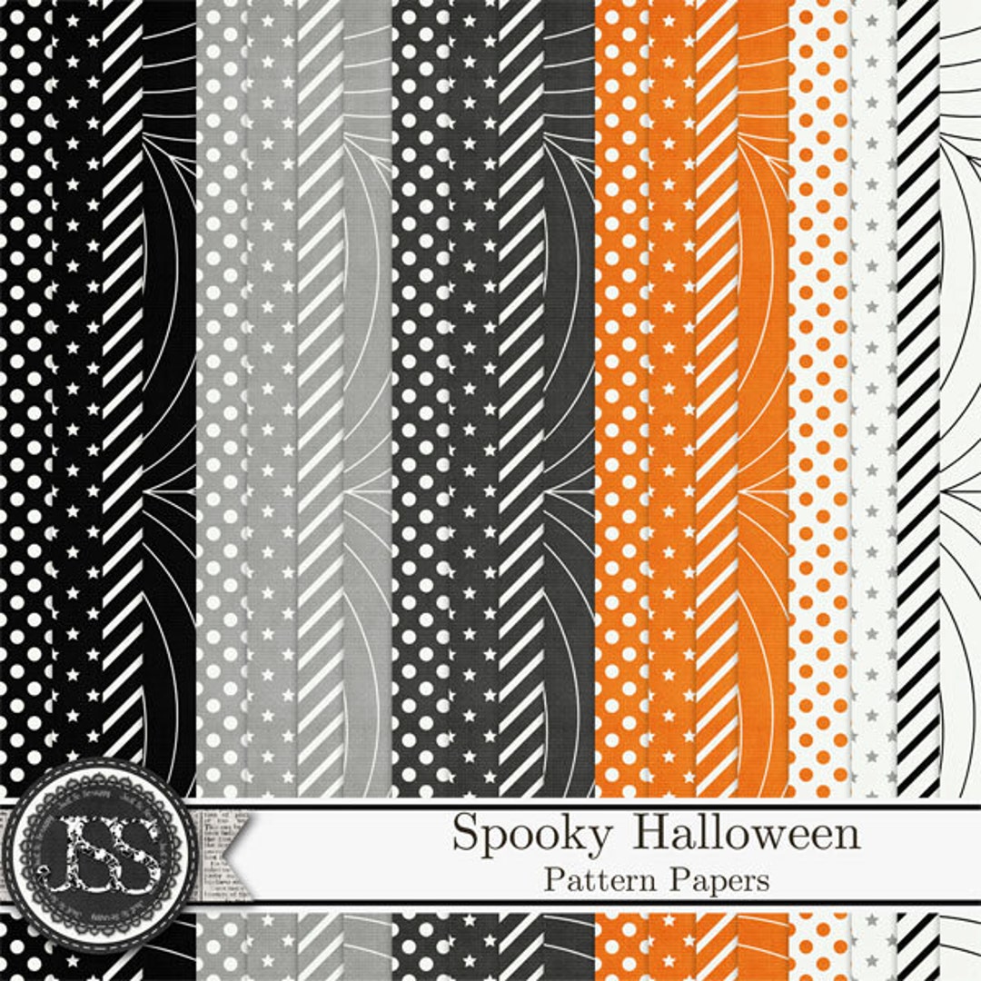 Spooky Halloween Pattern Background Papers, Digital Scrapbooking Kit ...