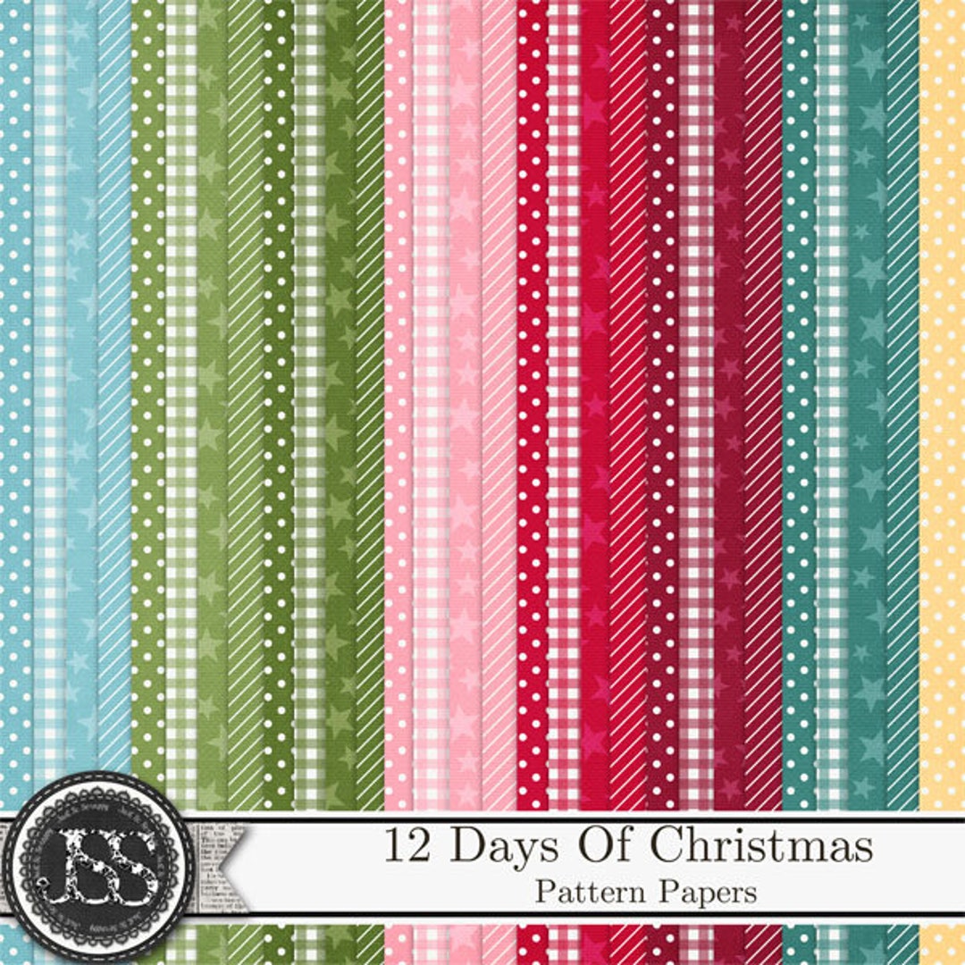 12 Days of Christmas 12x12 Pattern Papers, Digital Scrapbook Kit ...