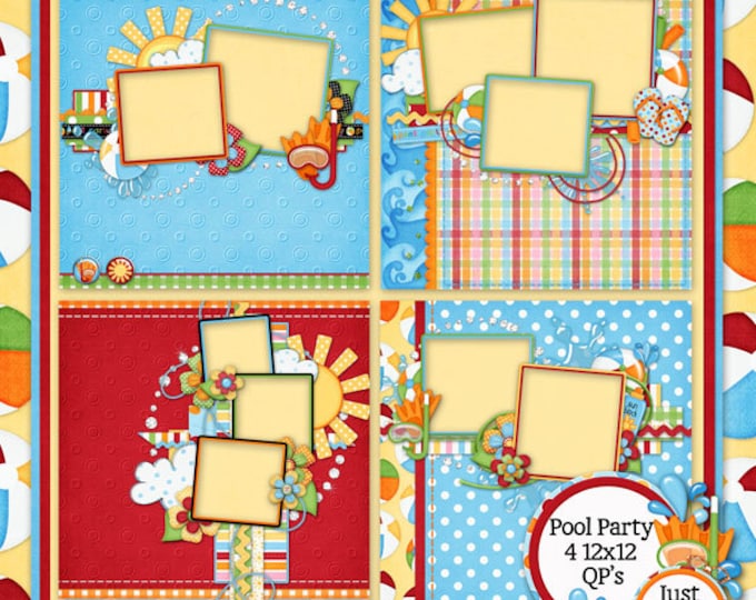 Pool Party Digital Scrapbook Kit 12x12 Quick Pages Digital - Etsy