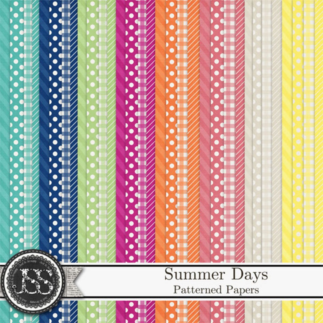 Summer Days, Beach, Swim, Patterned Papers for Digital Scrapbooking - Etsy