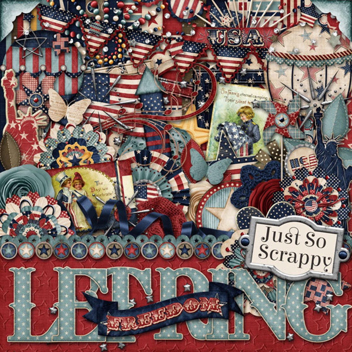 Let Freedom Ring Fourth of July Digital Scrapbook Kit - Digital ...