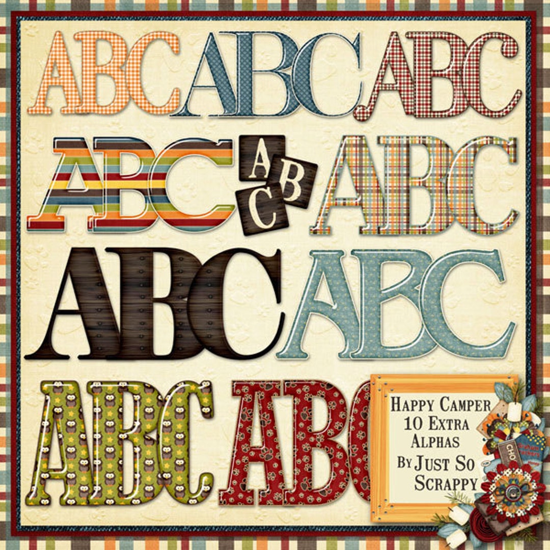 Alphabets - Happy Camper Digital Scrapbook Kit Extra Alphabets Pack ...