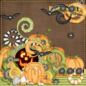 Digital Scrapbooking Halloween Jack O Lantern Digi Scrap Kit - Etsy