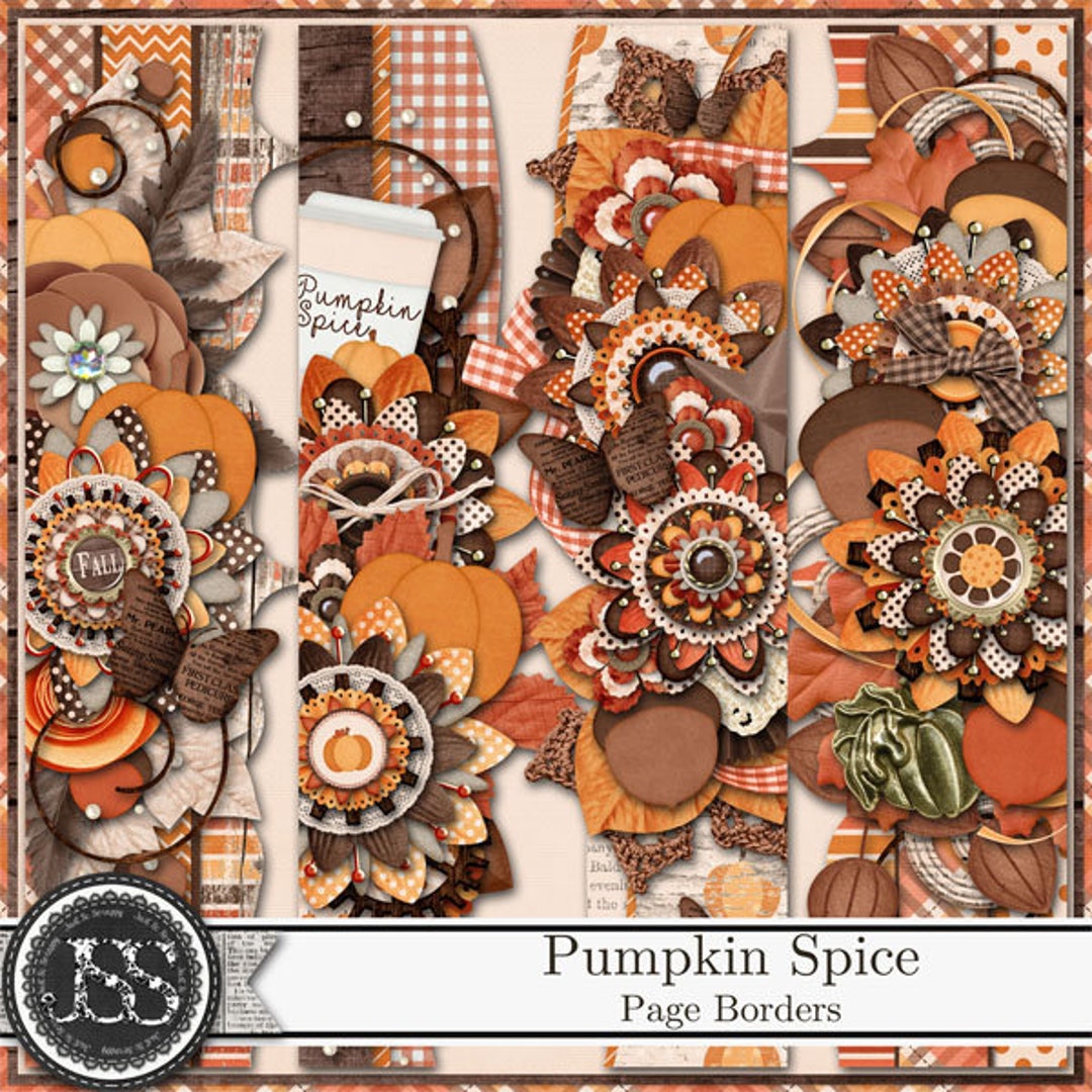 Pumpkin Spice Fall Autumn Page Borders Embellishments, Digital ...