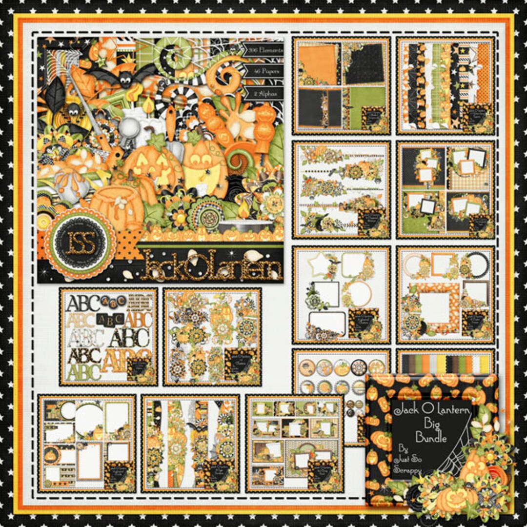 Jack O Lantern Halloween Digital Scrapbooking Kit Collection - Etsy