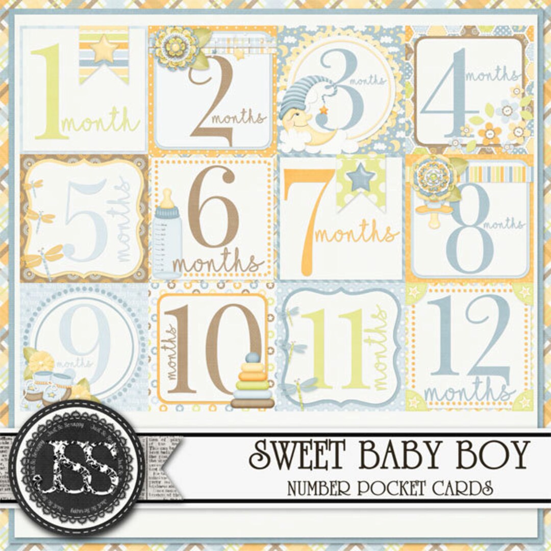 Sweet Baby Boy Number Journal Cards Digital Scrapbooking Kit - Etsy