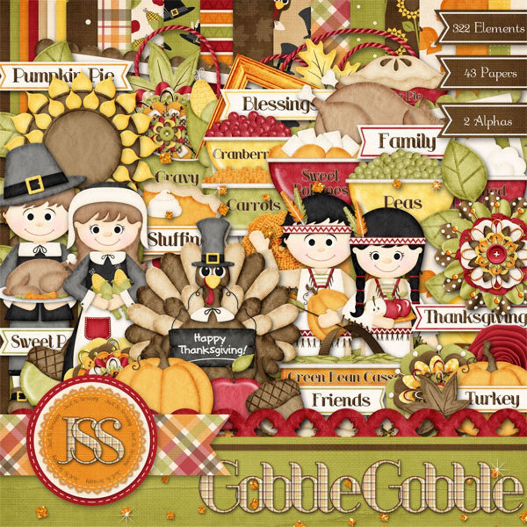 Thanksgiving Digital Scrapbook Kit Gobble Gobble,scrapbooking - Etsy