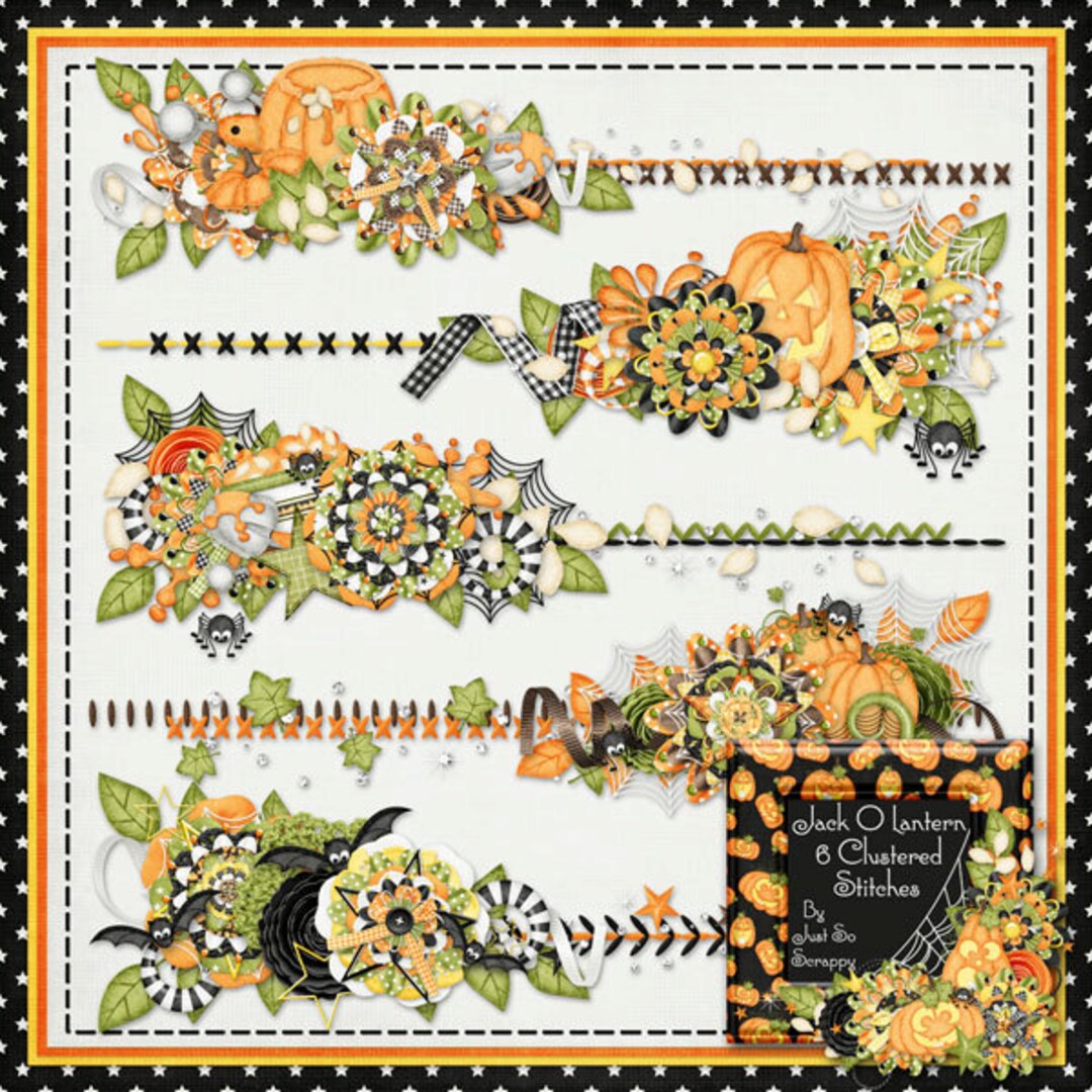 Digital Scrapbooking Halloween Jack O Lantern Clustered Stitches Digi ...