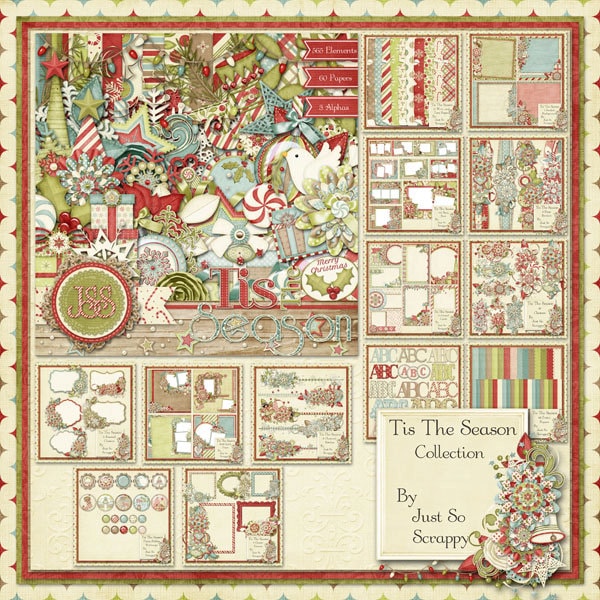 Christmas Holiday Tis the Season Digital Scrapbooking Kit - Etsy