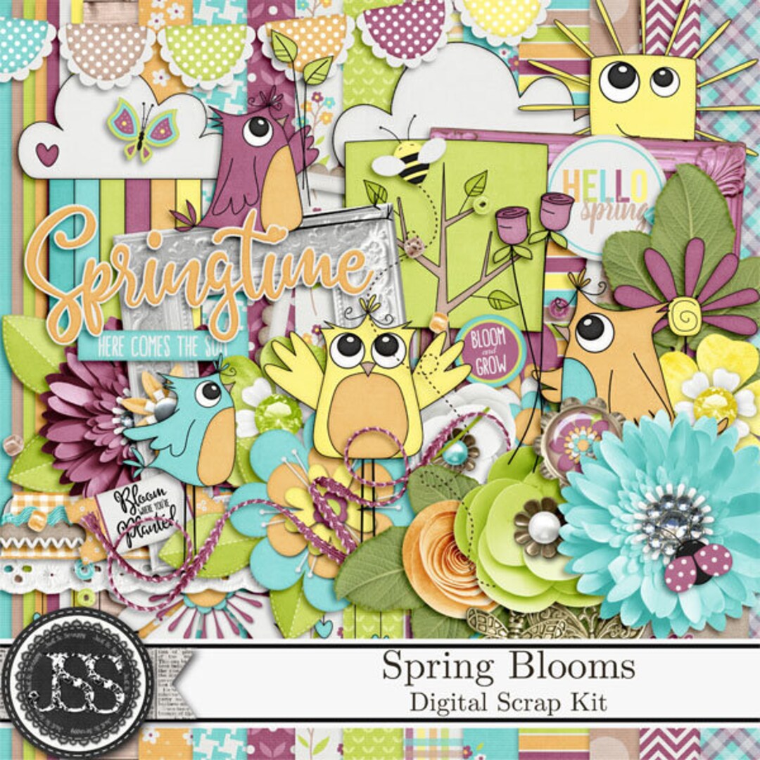 Spring Blooms 12x12 Digital Scrapbook Kit - Etsy