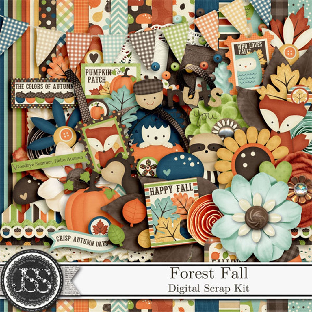 Forest Fall Autumn 12x12 Digital Scrapbook Kit - Etsy