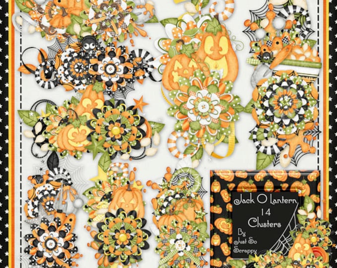 Digital Scrapbooking Halloween Jack O Lantern Clusters Digi - Etsy