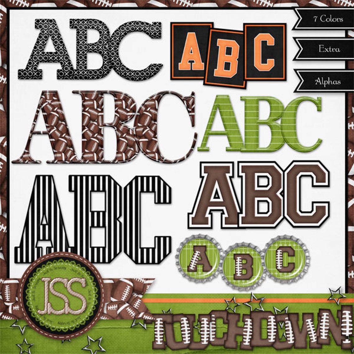 Touchdown Football Alphabets Digital Scrapbooking Kit | Etsy