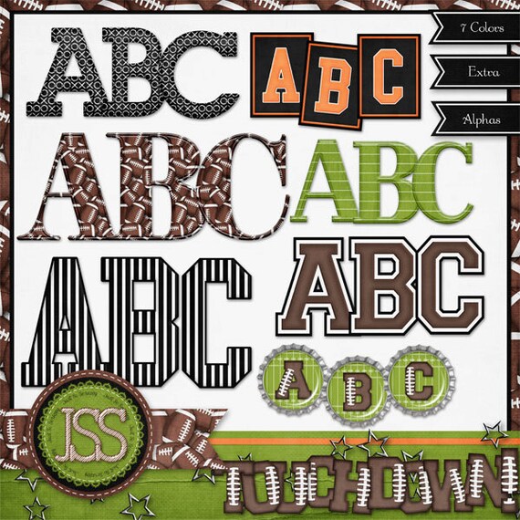 Touchdown Football Alphabets Digital Scrapbooking Kit | Etsy