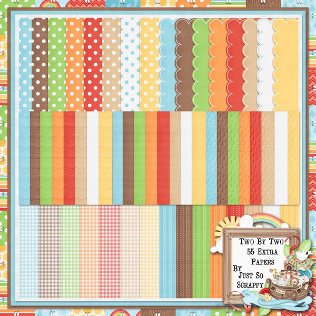 Two by Two Digital Scrapbook Kit Extra Papers Pack - Digital ...