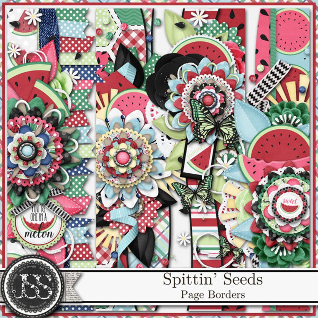 Spittin Seeds Watermelon Page Borders Elements and Embellishments ...