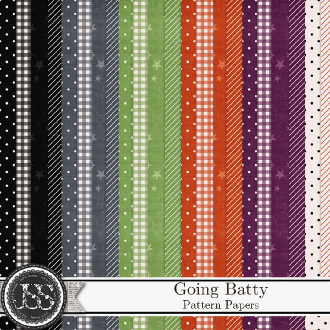 Going Batty Halloween 12x12 Pattern Papers and Backgrounds, Digital ...