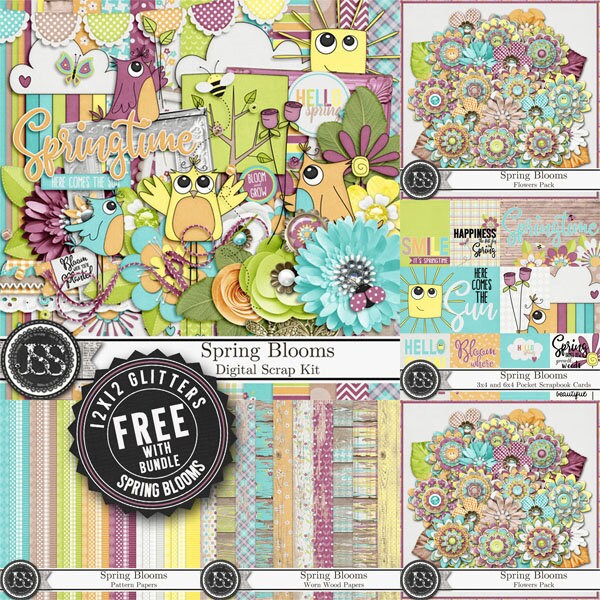 Spring Blooms 12x12 Digital Scrapbook Kit Bundle | Etsy