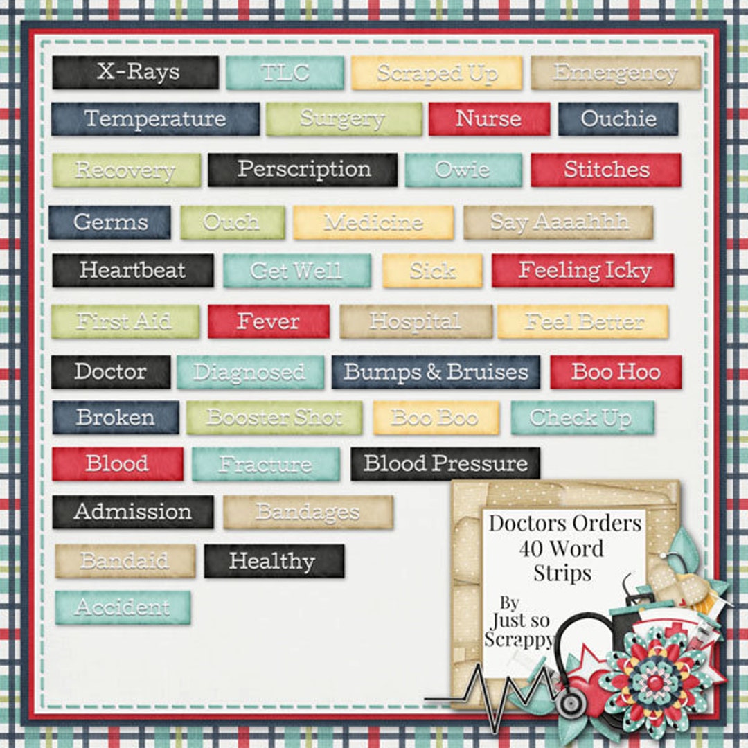 Doctors Orders Digital Scrapbook Kit Word Strips - Digital Scrapbooking ...