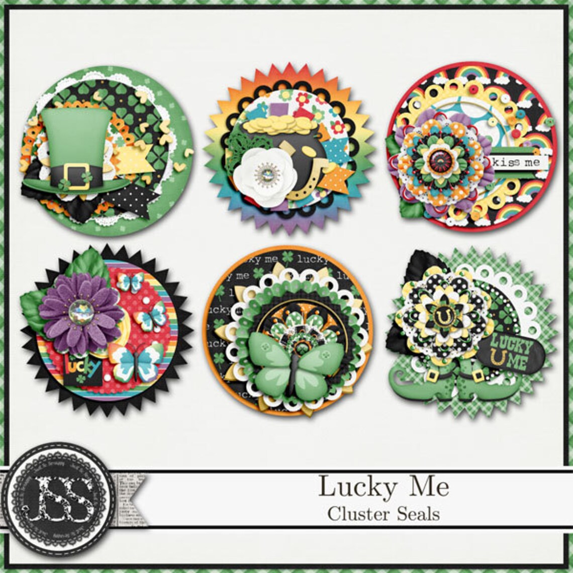 Lucky Me St. Patrick's Day Theme Digital Scrapbook Kit, Cluster Seals ...