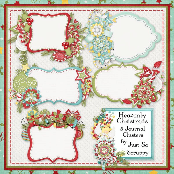 Heavenly Christmas Digital Scrapbook Kit, Journal Cluster Cards ...