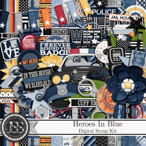 Heroes in Blue Police12x12 Digital Scrapbook Kit for Digital ...