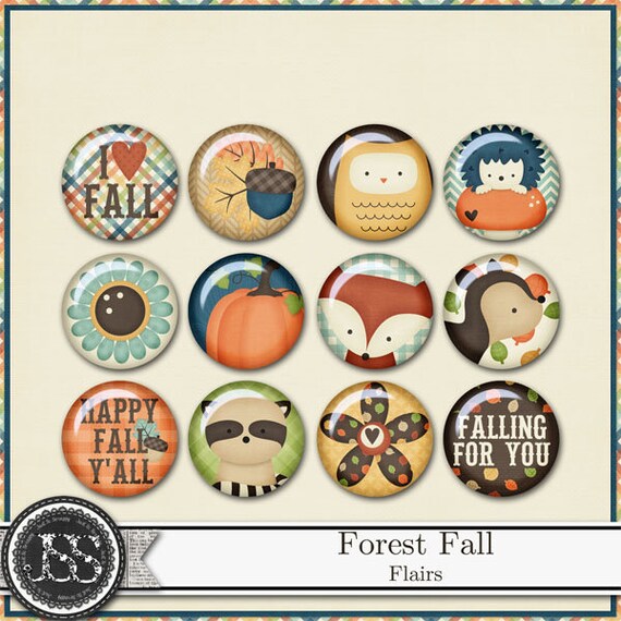 Forest Fall Autumn Flairs Digital Scrapbook Kit | Etsy