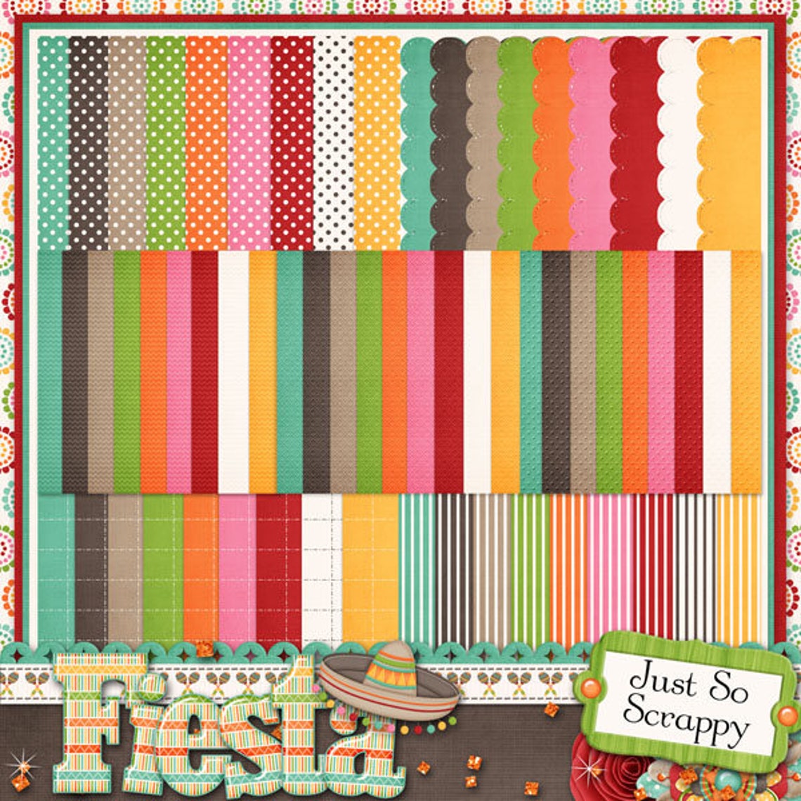 Fiesta Extra Papers for Digital Scrapbooking - Etsy