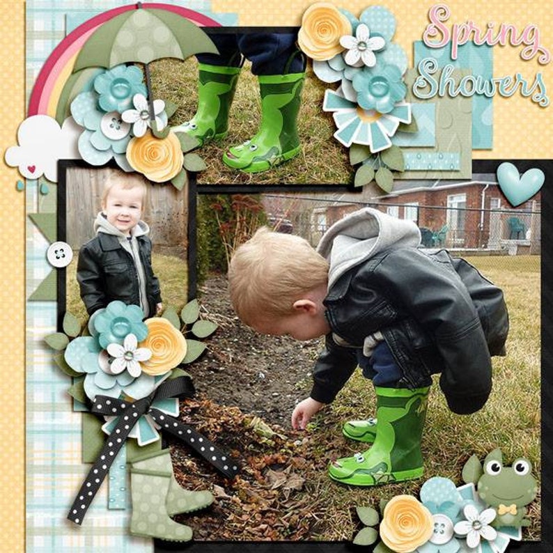 April Showers Spring Digital Scrapbook Kit Elements - Etsy