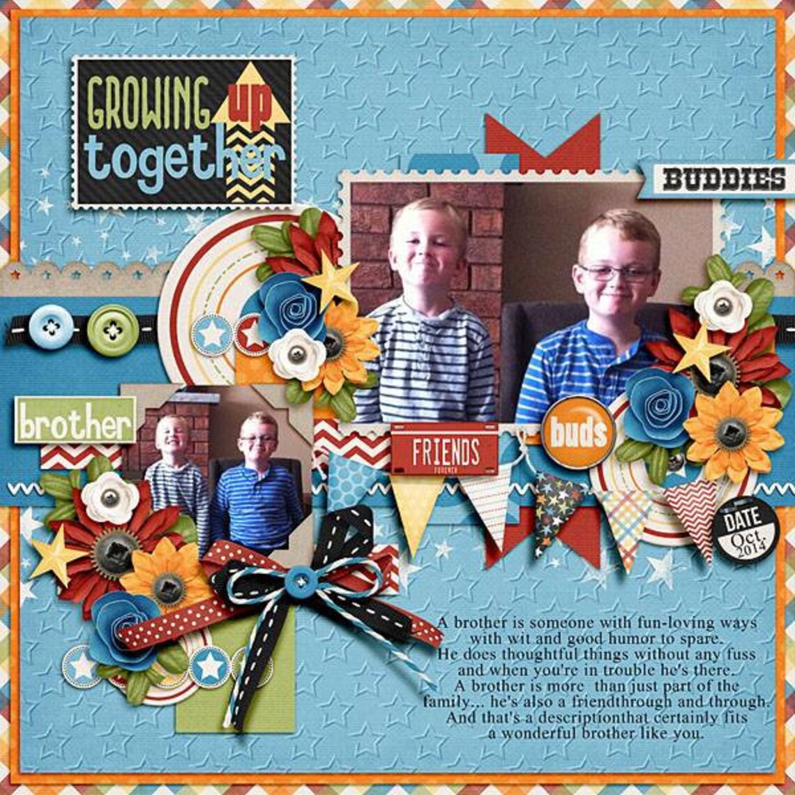 Hey Bro 12x12 Digital Scrapbook Kit, Brothers, Masculine, Boys - Etsy