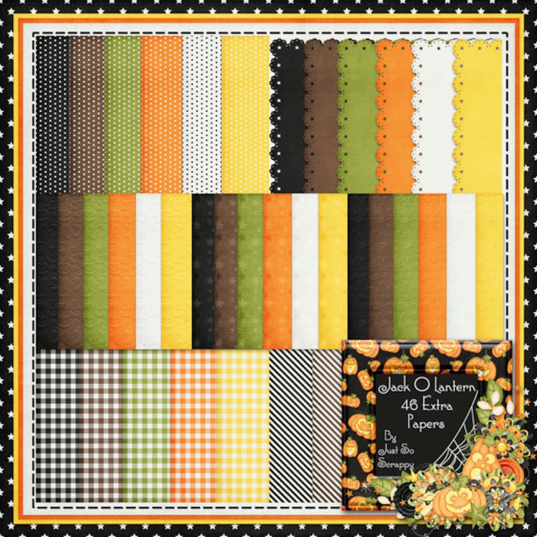 Jack O Lantern Halloween Patterned Holiday Papers for Digital ...