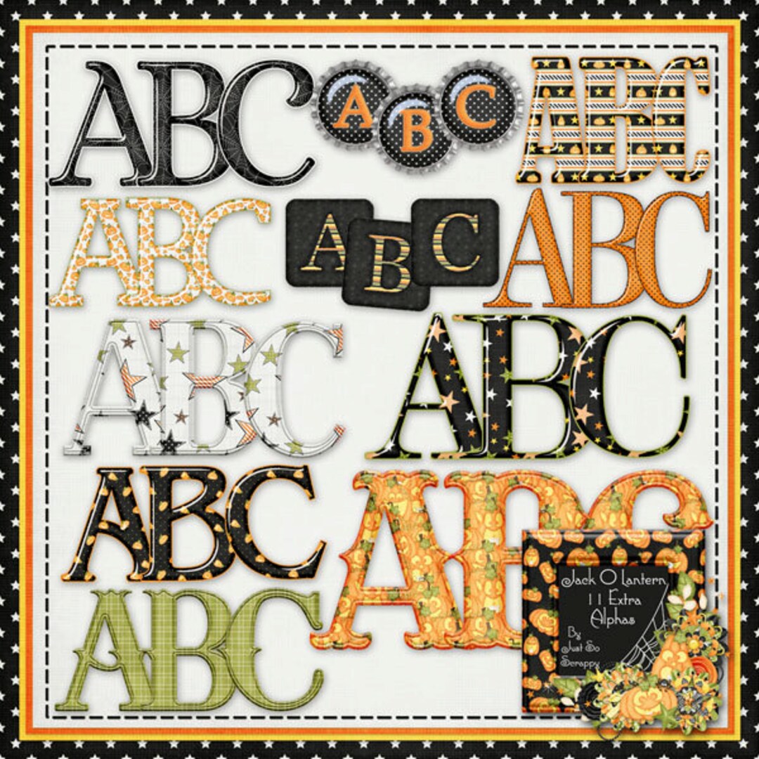 Jack O Lantern Halloween Extra Holiday Alphabets for Digital ...