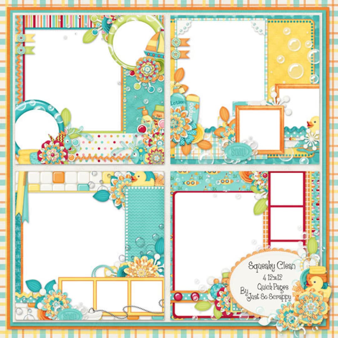 Squeaky Clean Digital Scrapbook Kit 12x12 Quick Pages - Digital ...