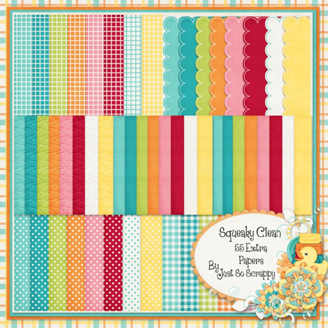 Squeaky Clean Digital Scrapbook Kit Extra Papers Pack - Digital ...