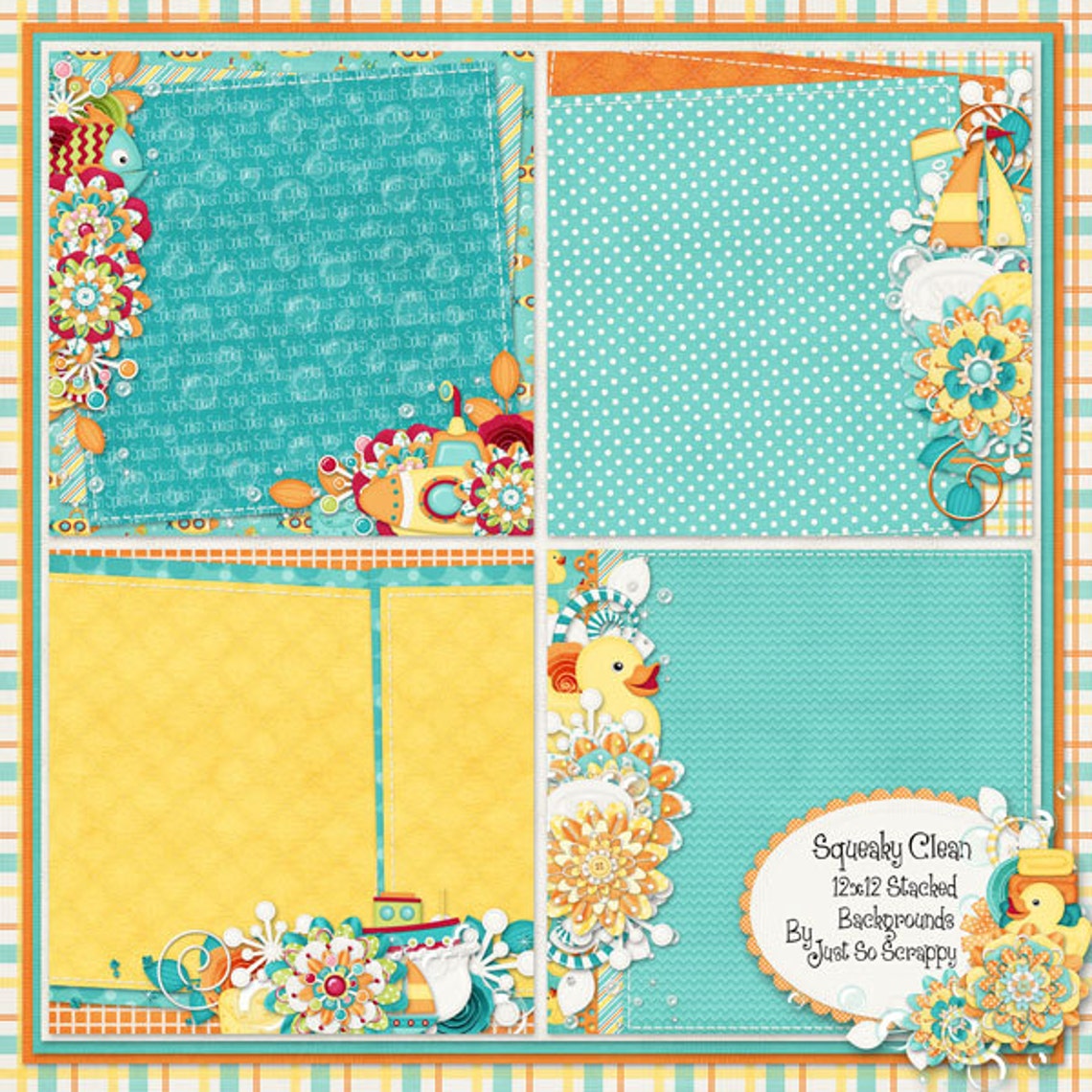 Squeaky Clean Digital Scrapbook Kit Stacked Background Papers - Etsy