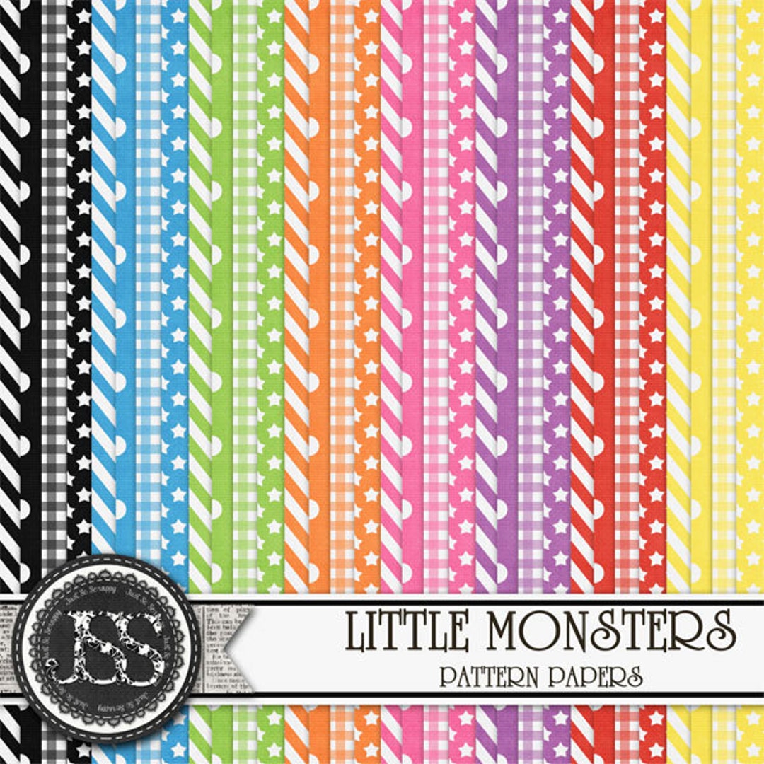 Little Monsters 12x12 Pattern Papers and Backgrounds for Digital ...