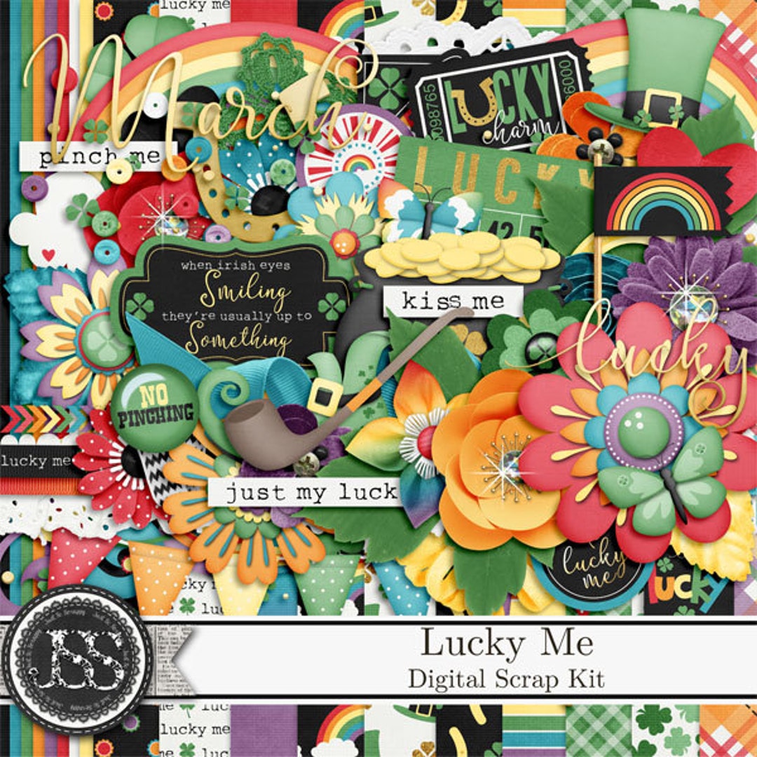 Lucky Me St. Patrick's Day Theme Digital Scrapbook Kit, 12x12 - Etsy