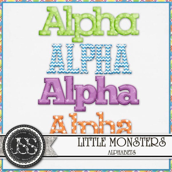 Little Monsters Alphabets for Digital Scrapbooking | Etsy