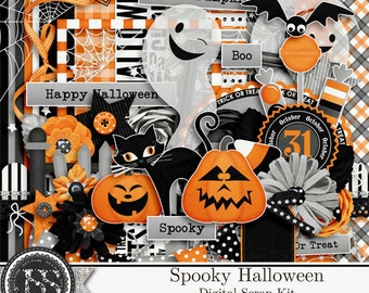 Spooky Halloween 12x12 Digital Scrapbooking Kit Collection | Etsy