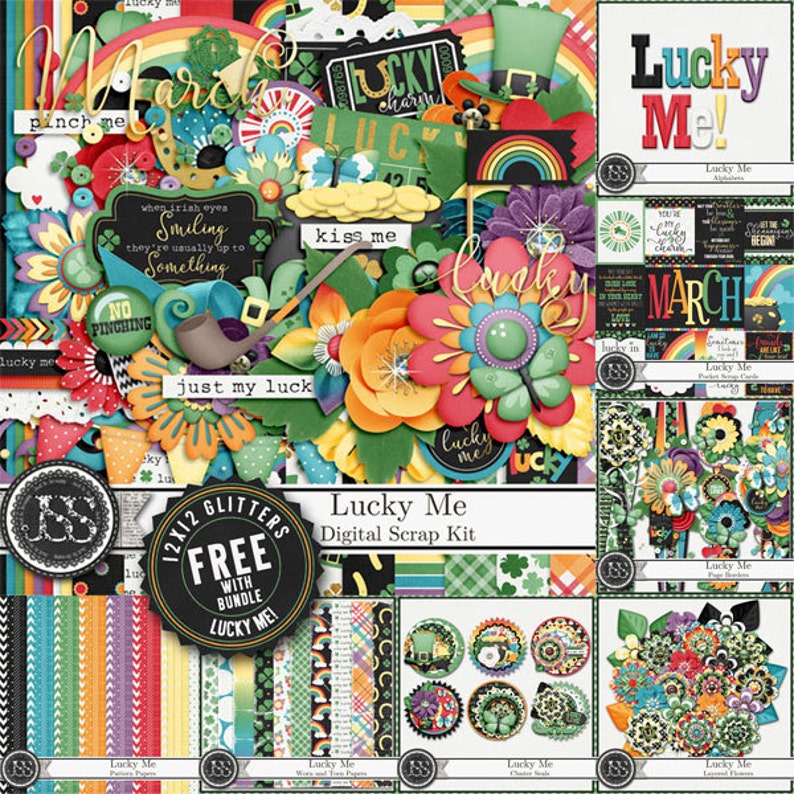 Lucky Me St. Patrick's Day Theme Digital Scrapbook Kit, Bundled ...