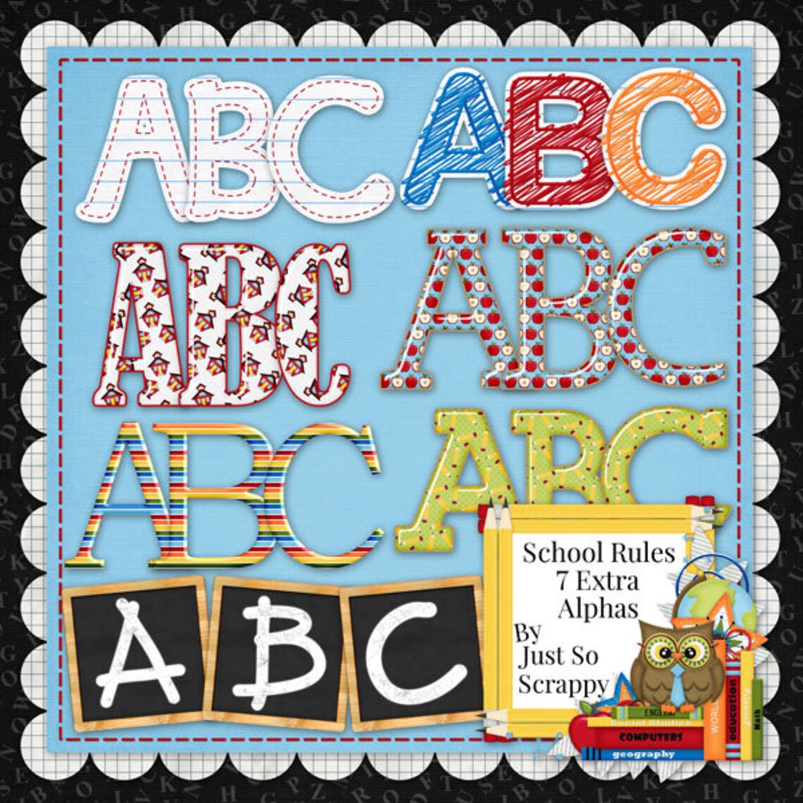 Alphabets Digital Scrapbooking Kit School Rules Extra - Etsy