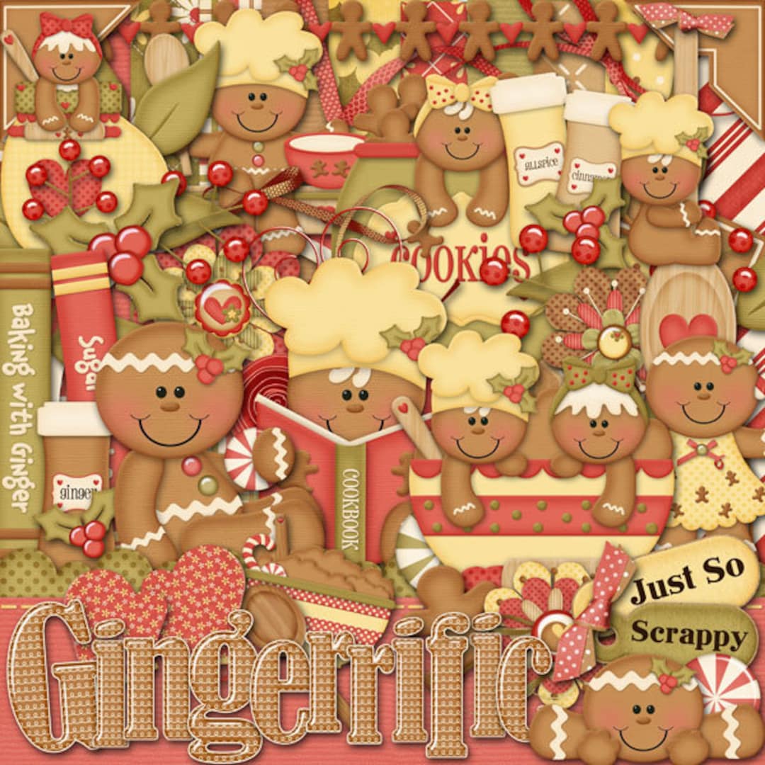 Christmas Gingerrific Digital Scrapbook Kit, Holiday, Gingerbread - Etsy