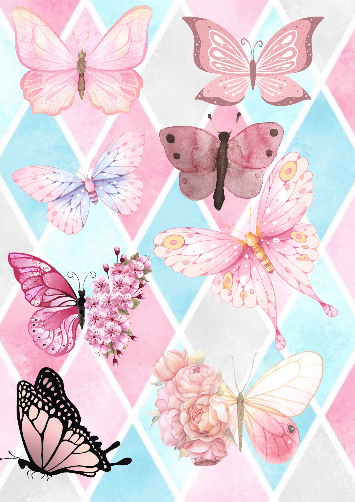 Scrapbooking Vintage Digital Download Butterflies With Vintage ...